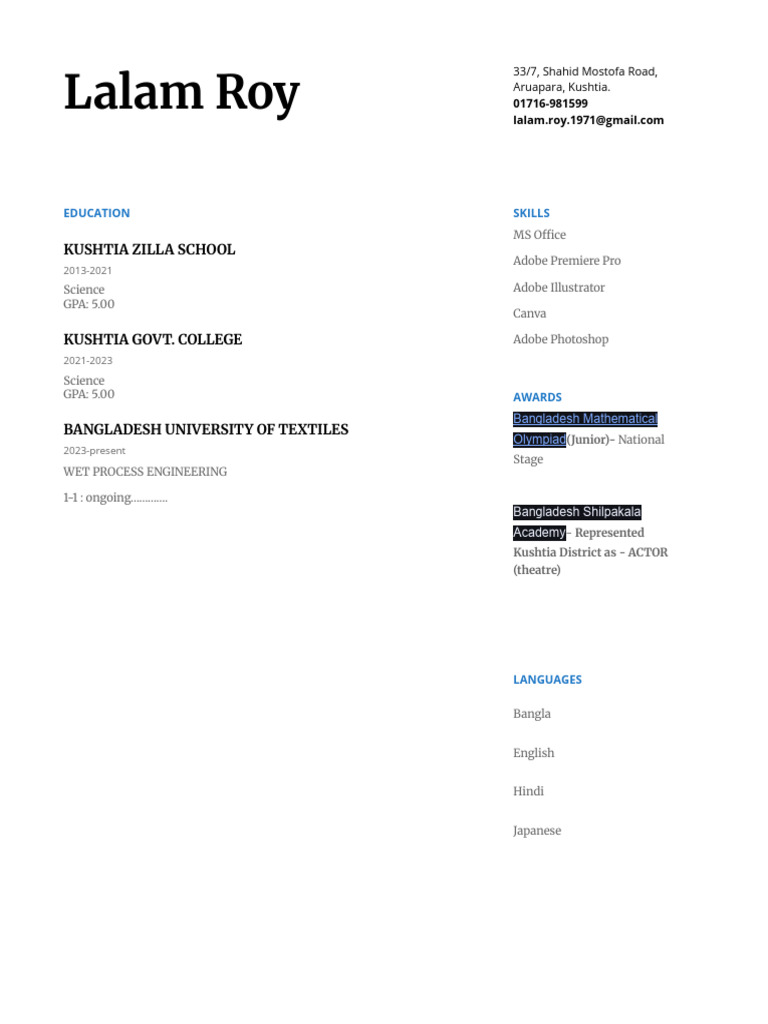 Lalam Roy Resume | PDF