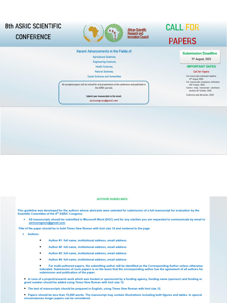 8th ASRIC Congress - Call For Papers | PDF