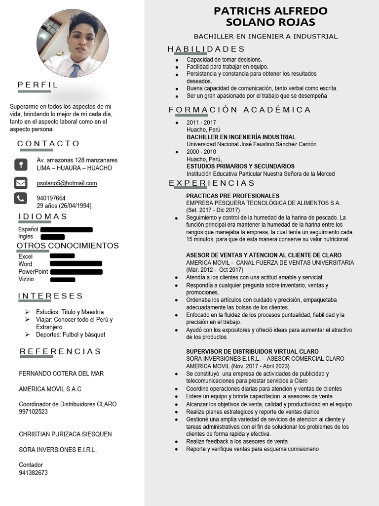 CV - Patrichs Alfredo Solano Indocumentado | PDF