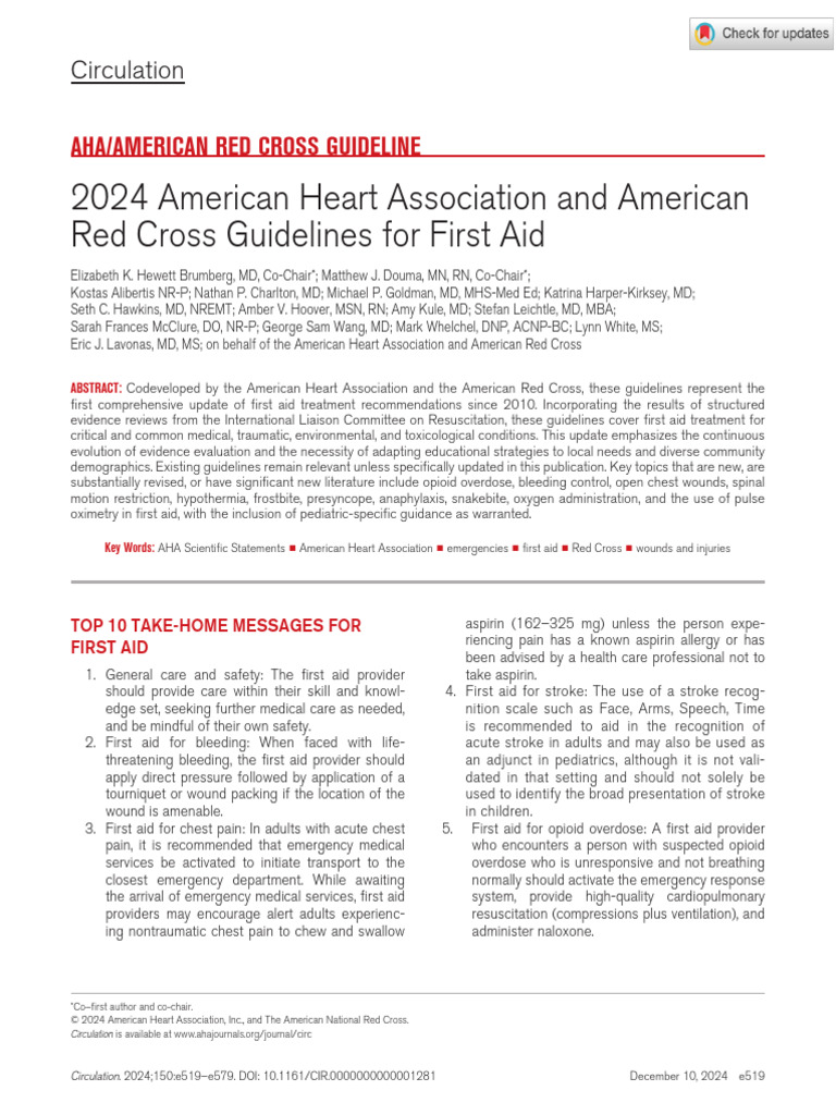 2024 American Heart Association and American Red Cross Guidelines For ...