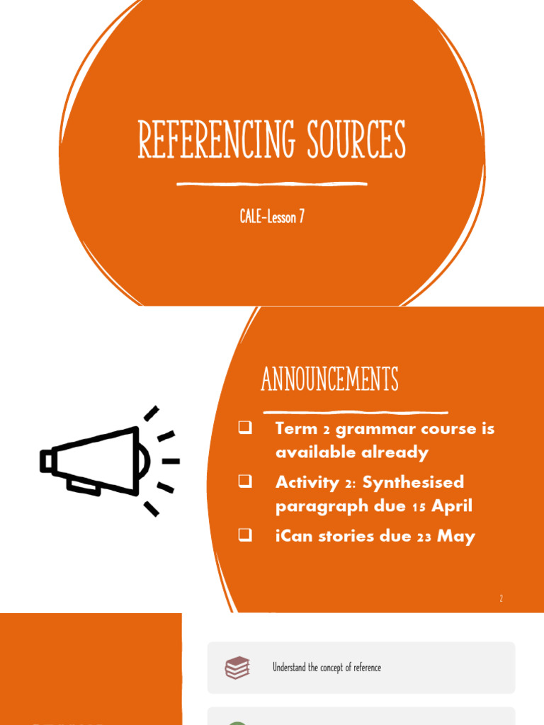 Lesson 7- REFERENCING SOURCES.pdf | PDF | Plagiarism | Ellipsis