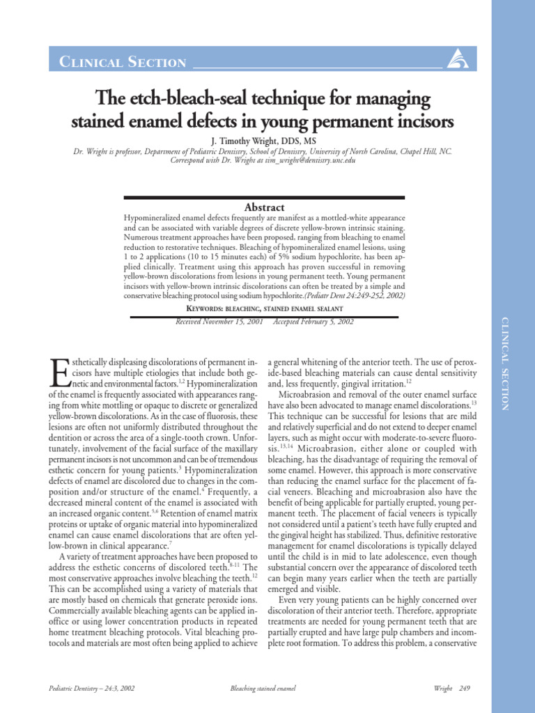 2002 Wright The Etch Bleach Seal Technique For Managing Stained | PDF ...