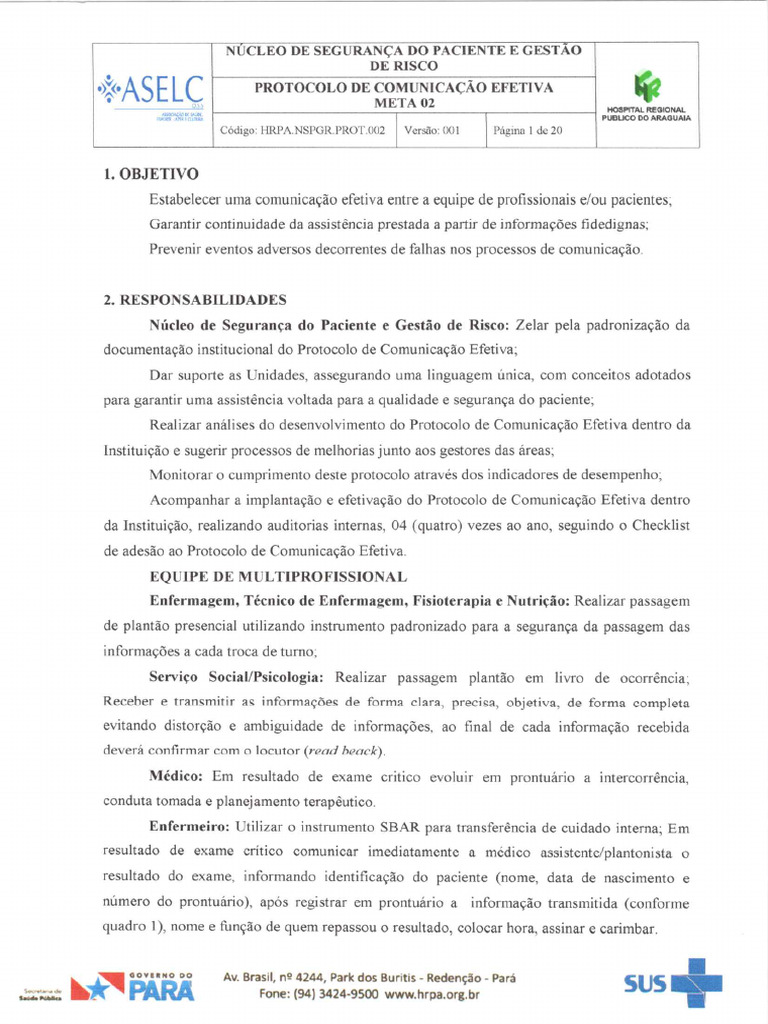 Prot. 002 Comunicacao Efetiva NSPGR | PDF