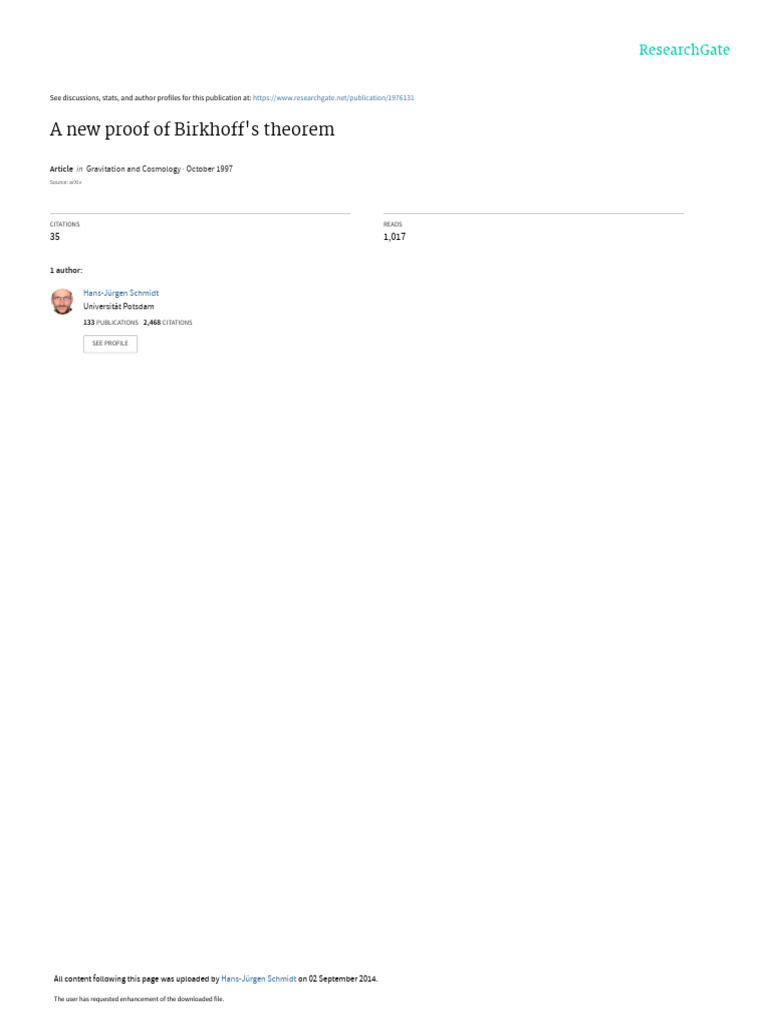 A new proof of Birkhoff's theorem | PDF | Tensor | Dimension