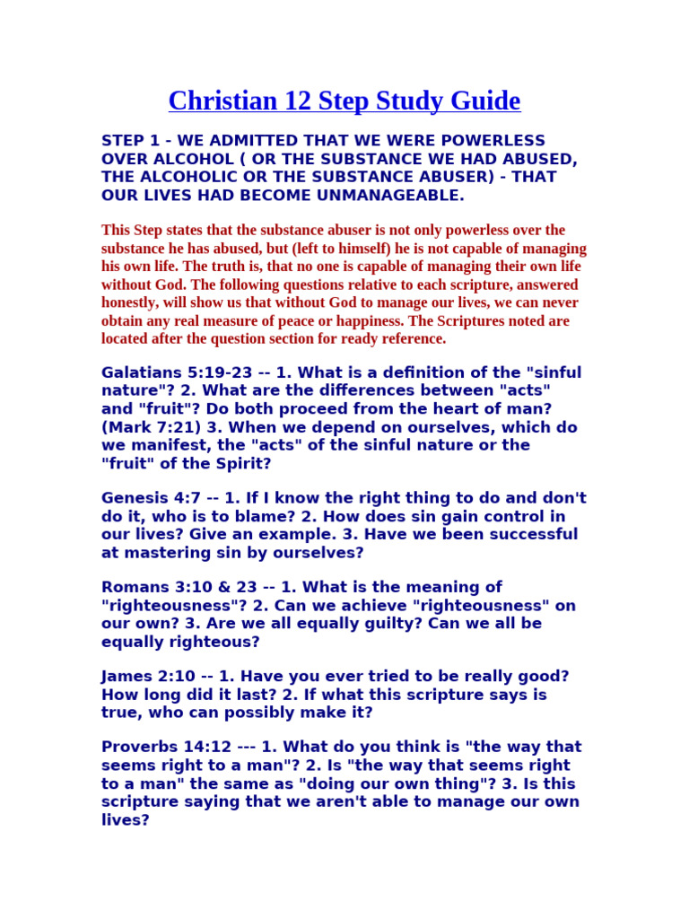 Christian 12 Step Study Guide | PDF | Jesus | Gospel Of John