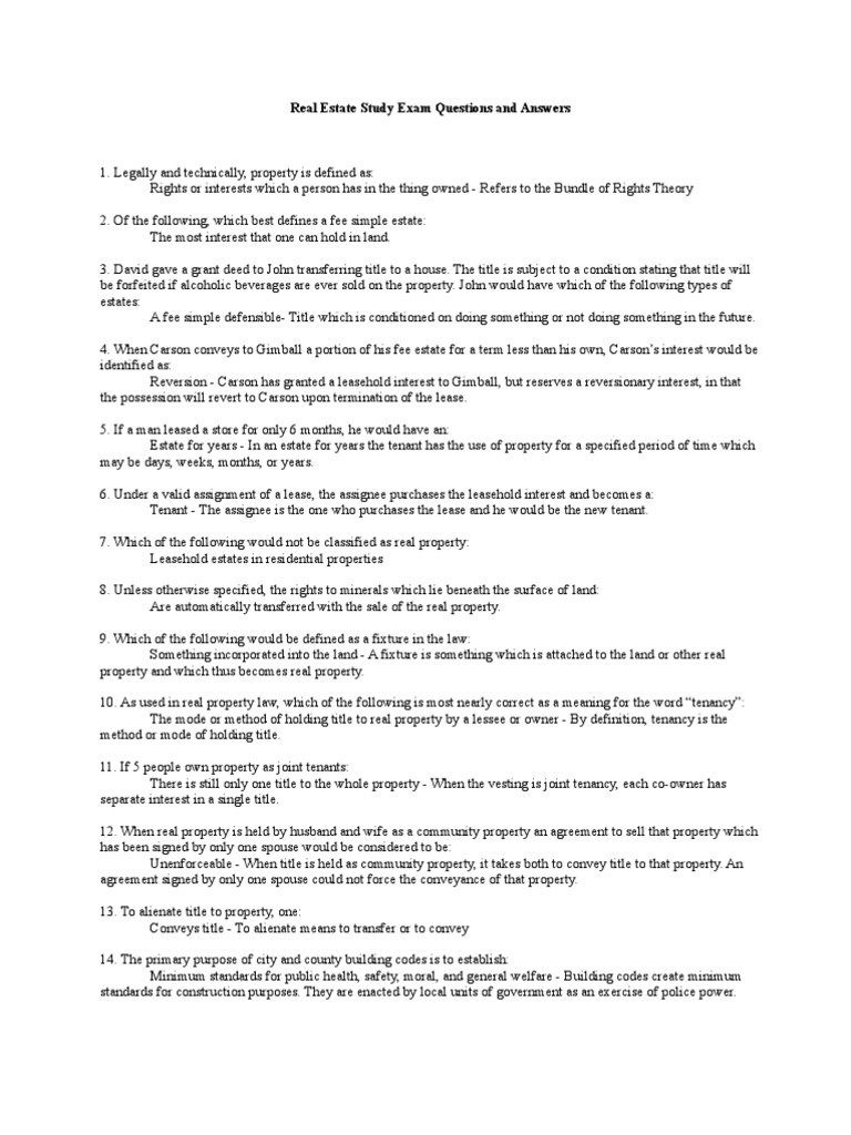 Real Estate Exam Study Guide | PDF | Deed Of Trust (Real Estate) | Real ...