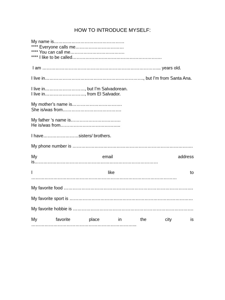 How to introduce yourself | PDF