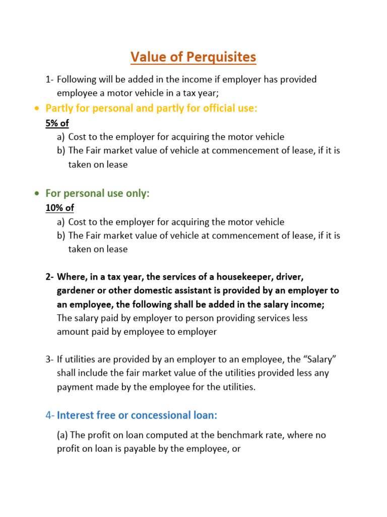 Value of Perquisites Updated | PDF