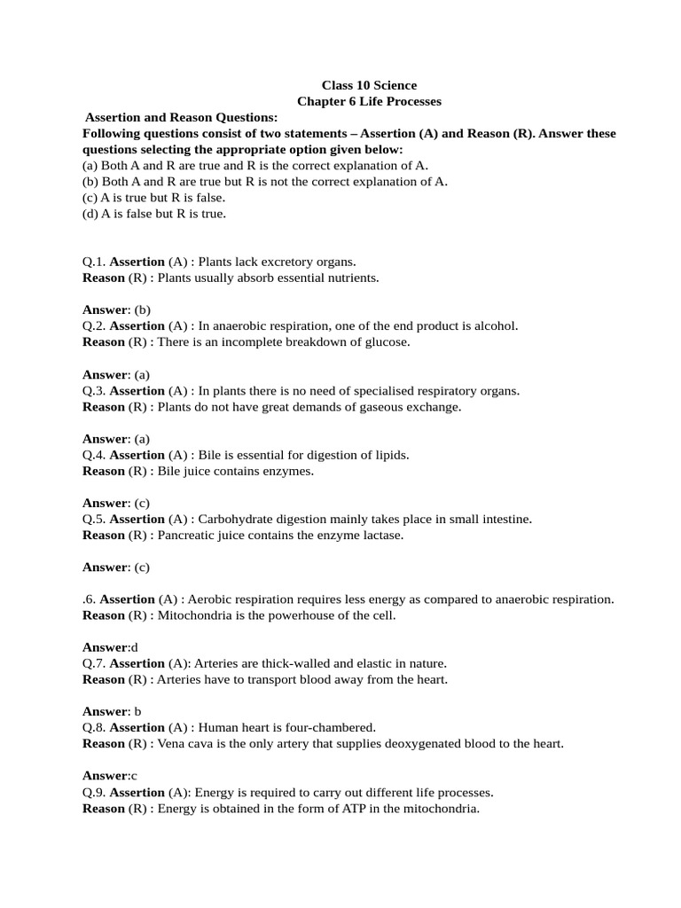 G10 Assertion Reason Based Questions | PDF | Dominance (Genetics) | Sex