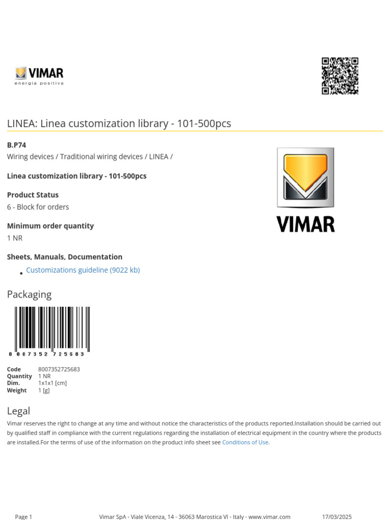 Vimar-B P74 | PDF