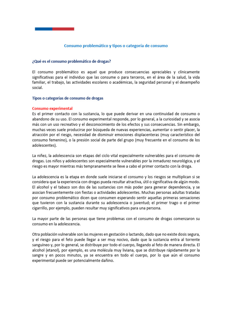 Consumo Problemático y Tipos o Categoría de Consumo | PDF | La ...