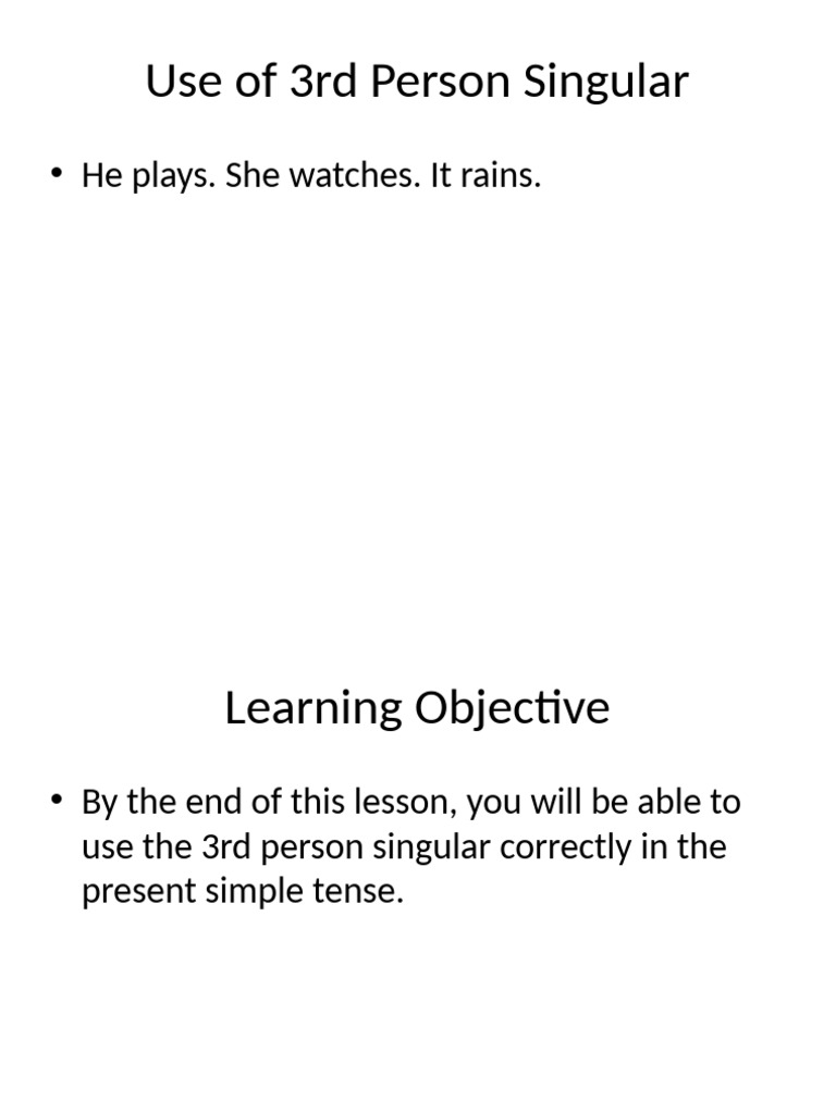 Mastering 3rd Person Singular Verbs | PDF
