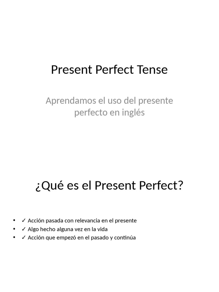 Uso del Presente Perfecto en Inglés | PDF