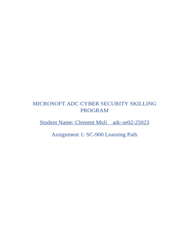 Microsoft Adc Cyber Security Skilling Program | PDF