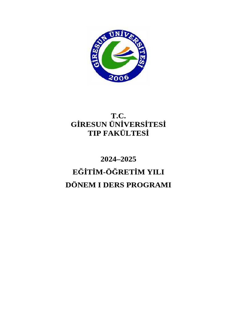 2024-2025 Donem I Ders Programi-29082024 | PDF