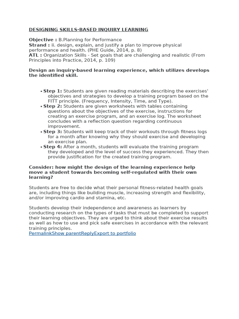 ATL Skills Activity For Pe | PDF | Inquiry Based Learning | Learning