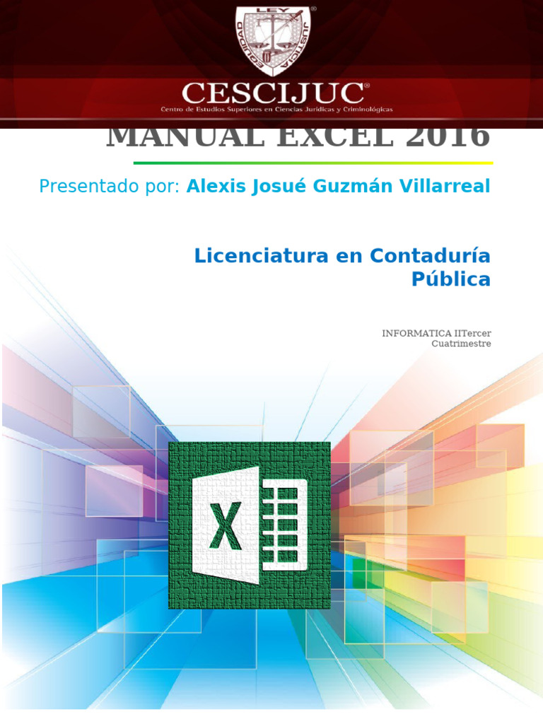 Manual Excel 2016 - Portada | PDF