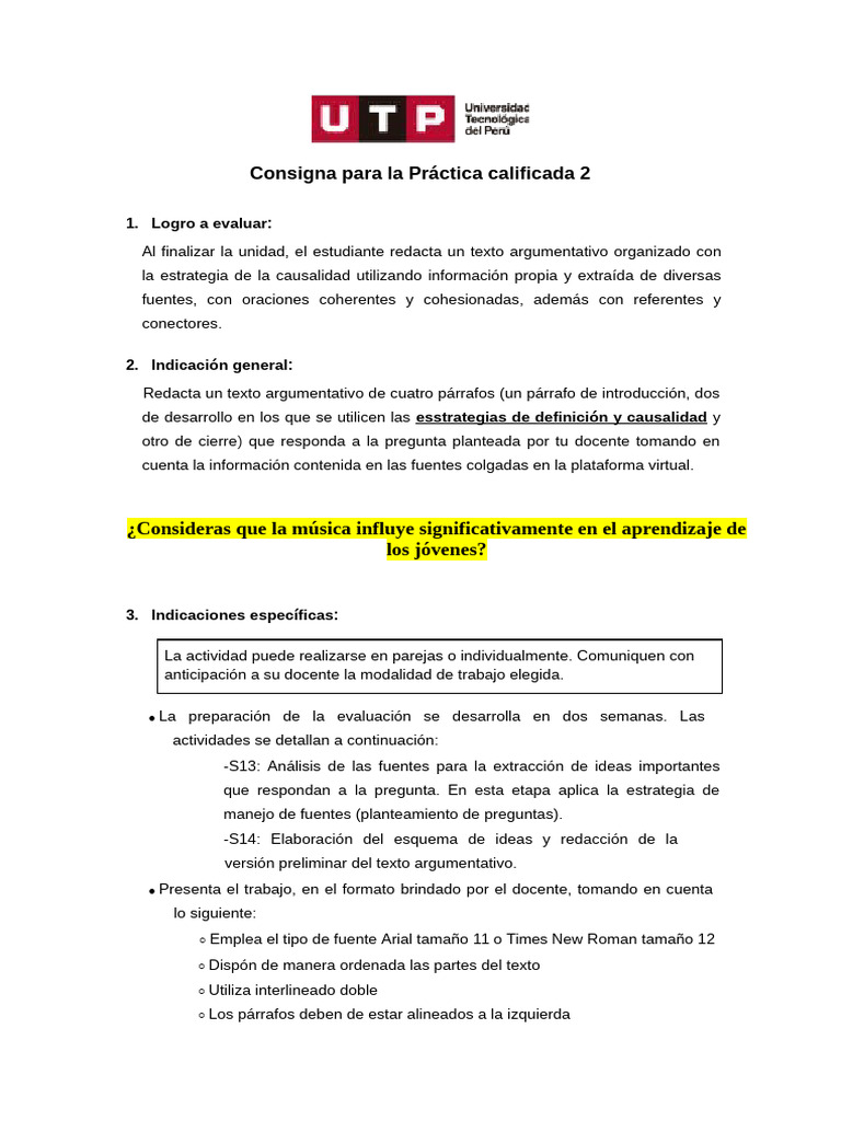 PC2- Compresion y Redaccion de Textos | PDF | Aprendizaje | Evaluación
