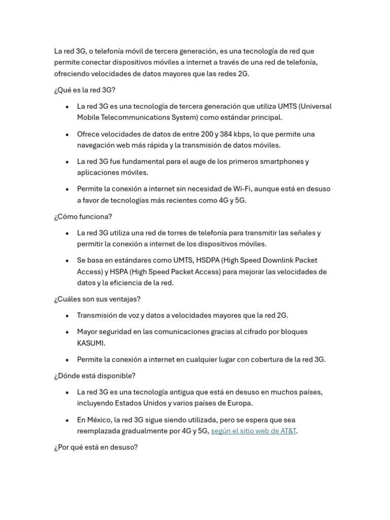 Qué es la red 3G y su funcionamiento | PDF | 3 G | paquete general de ...