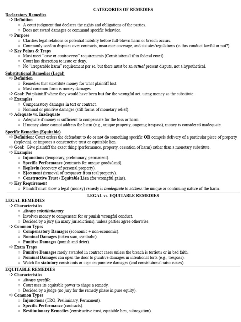 remedies midterm outline 123 | PDF | Legal Remedy | Damages