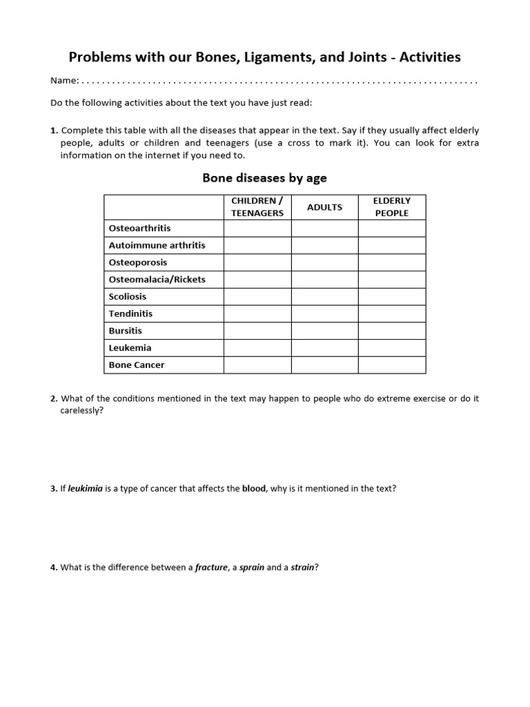 Problems With Our Bones, Ligaments, and Joints - Digital | PDF | Bone ...
