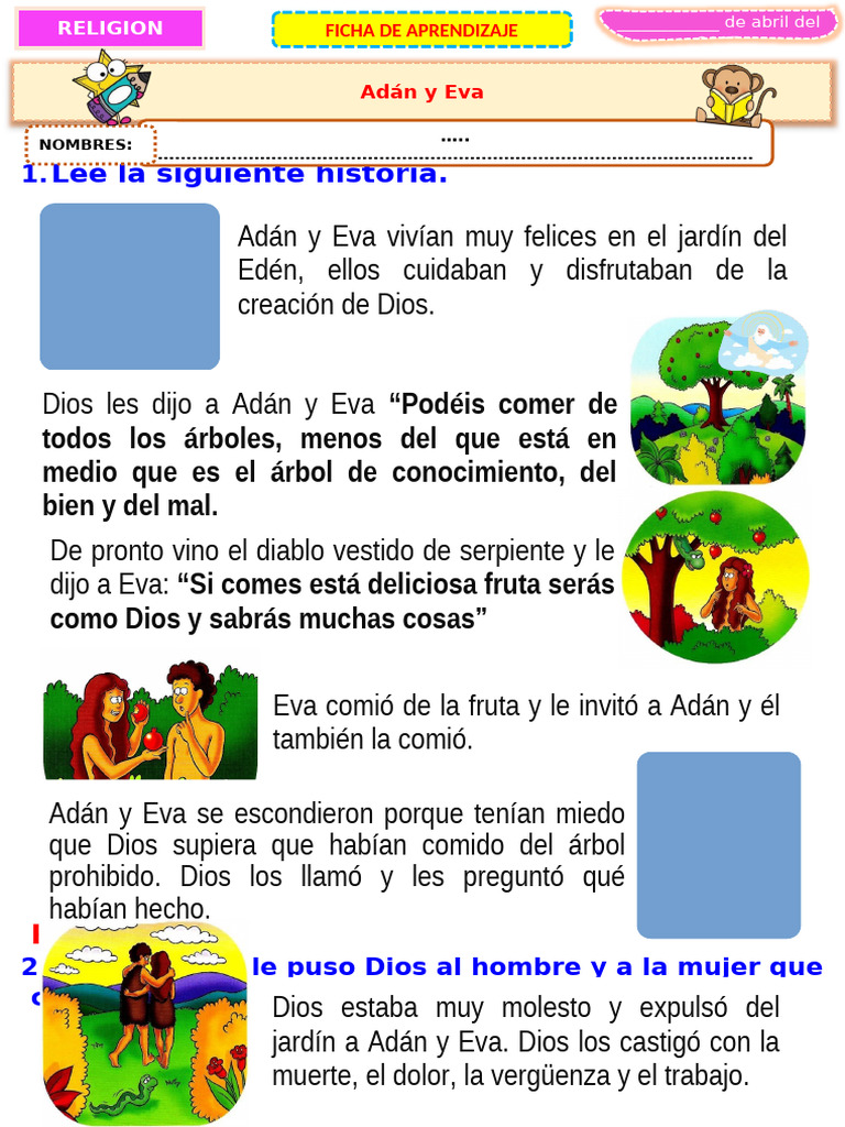 Ficha Reli Adán y Eva | PDF