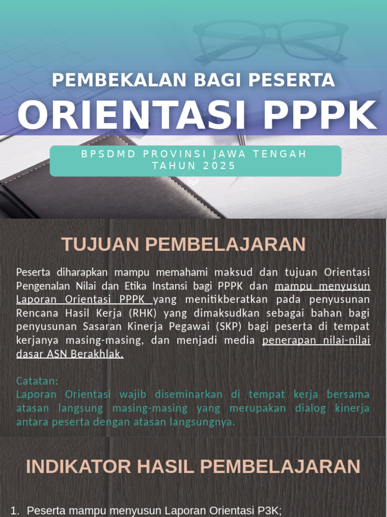 Panduan Laporan Orientasi PPPK Tahun 2025 | PDF