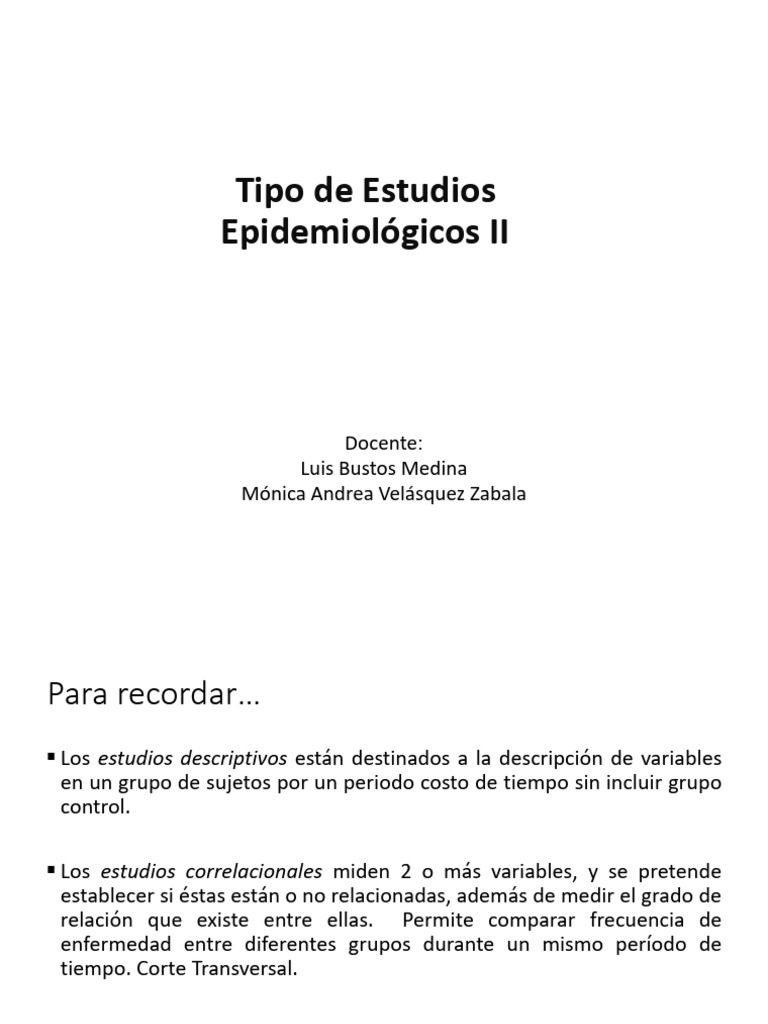Tipos de Estudios Epidemiológicos y Ensayos Clínicos | PDF | Ensayo ...