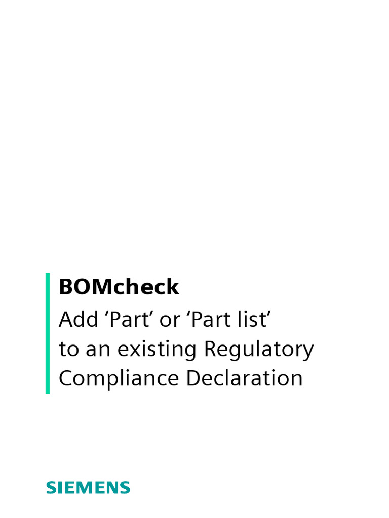 BOMcheck Add Part or Part List To An Existing Regulatory Compliance ...