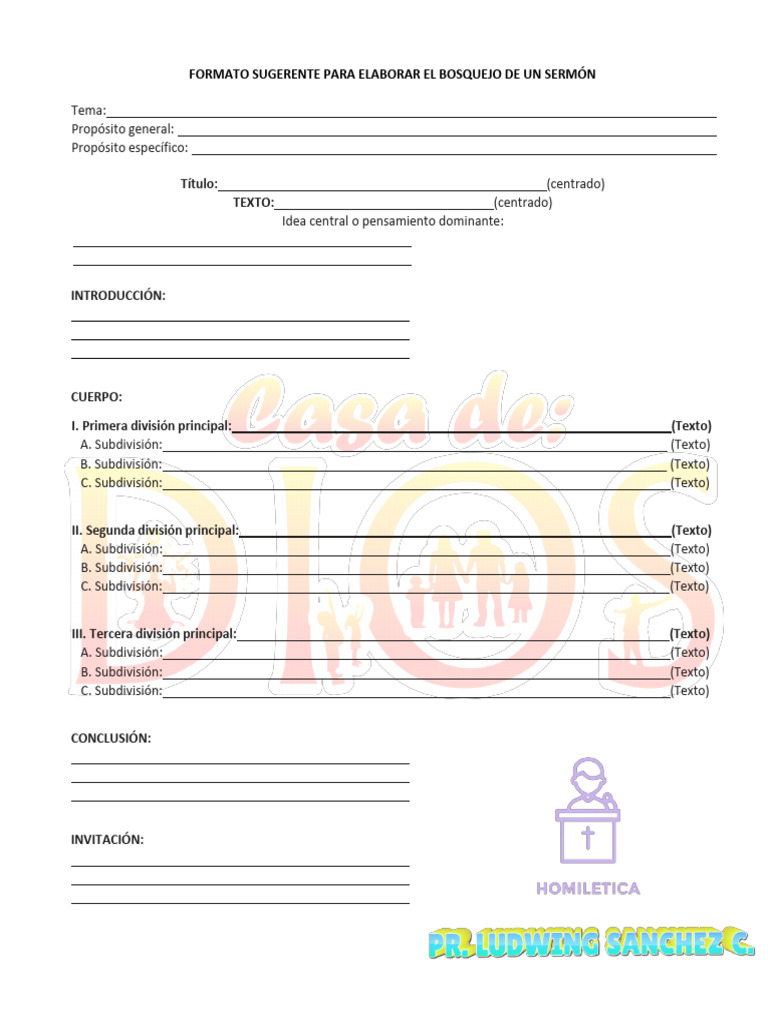 Formato para Bosquejo de Sermón | PDF