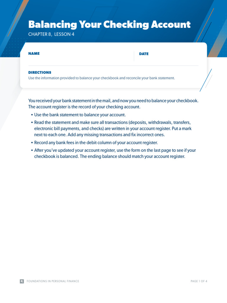 Balancing Your Checking Account | PDF | Transaction Account | Cheque