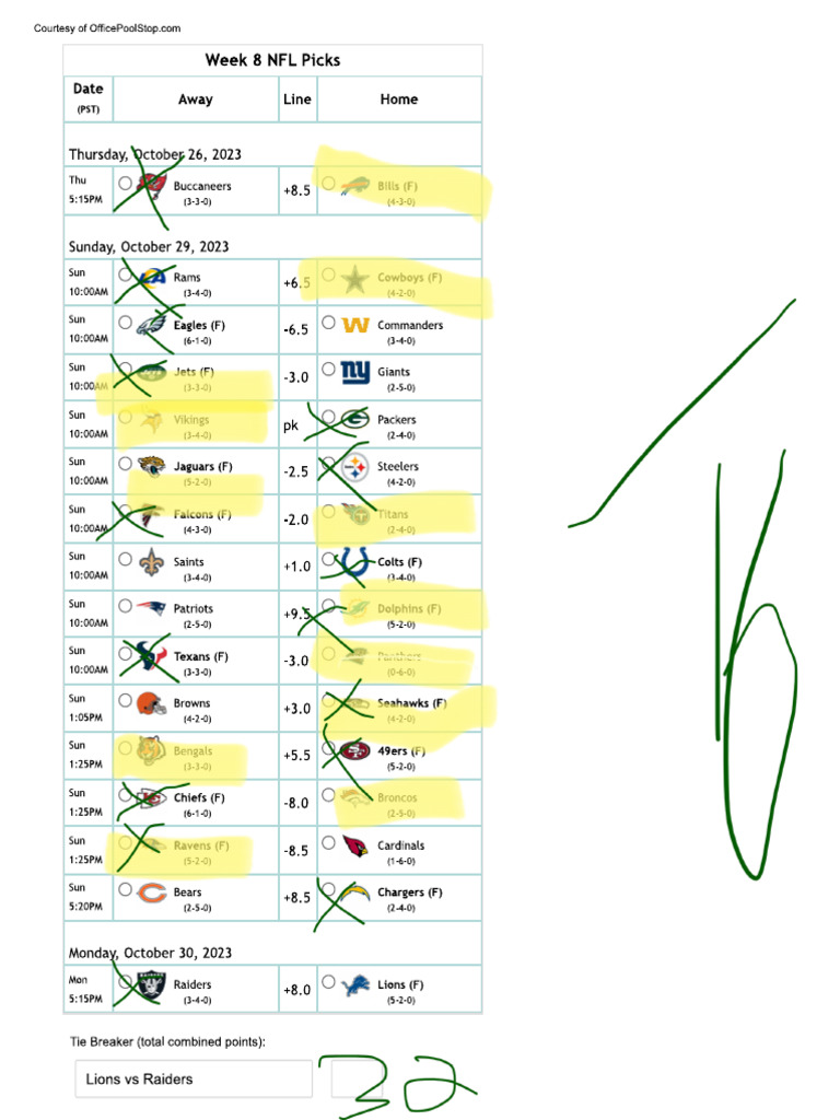 Week 8 NFL Picks | PDF