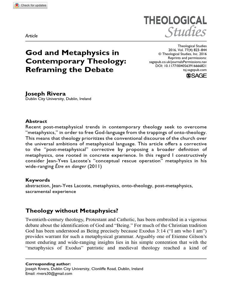 2 Rivera God and Metaphysics | PDF | Thomism | Metaphysics