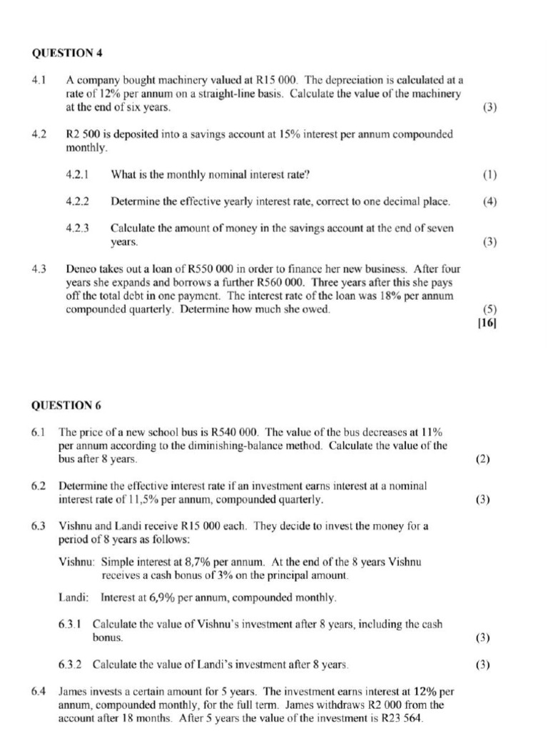 Financial Maths Grade 11 | PDF