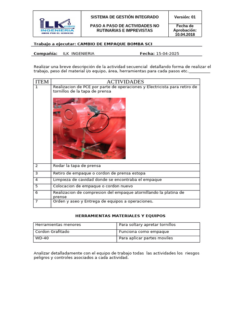 Cambio de Empaque Bomba Sci | PDF