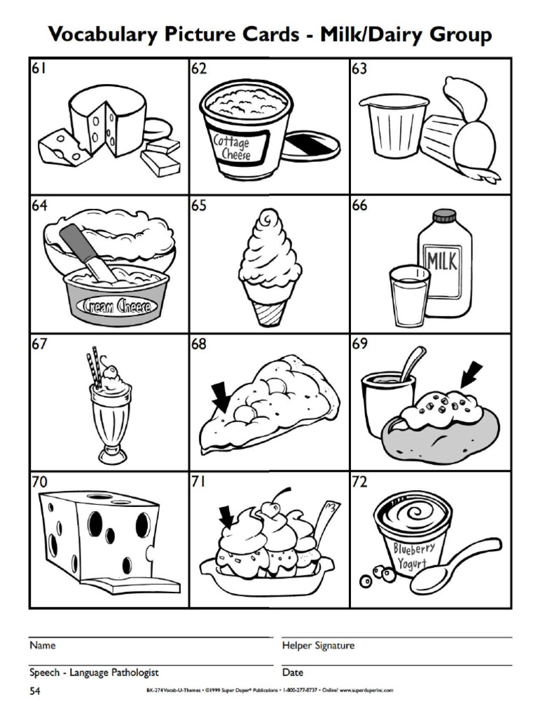 Vocab-U-Themes_Food Items_p.54_Dairy | PDF