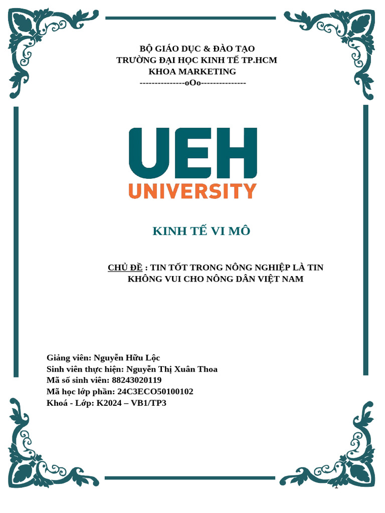 UEH - Tiểu Luận KTVM - NTX Thoa | PDF