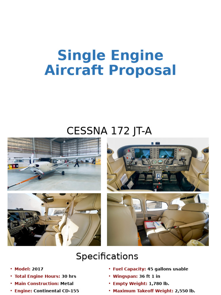 Single Engine Aircraft Proposal Presentation | PDF | Takeoff | Landing Gear