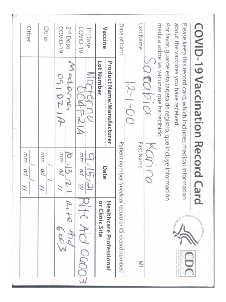 Covid Vaccine Card | PDF