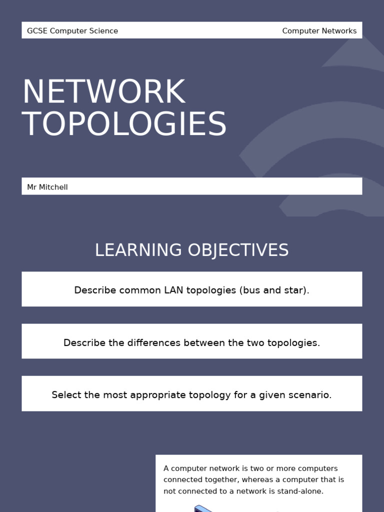 Network Topologies Presentation in Blue Clean Style | PDF | Computer Network | Network Topology