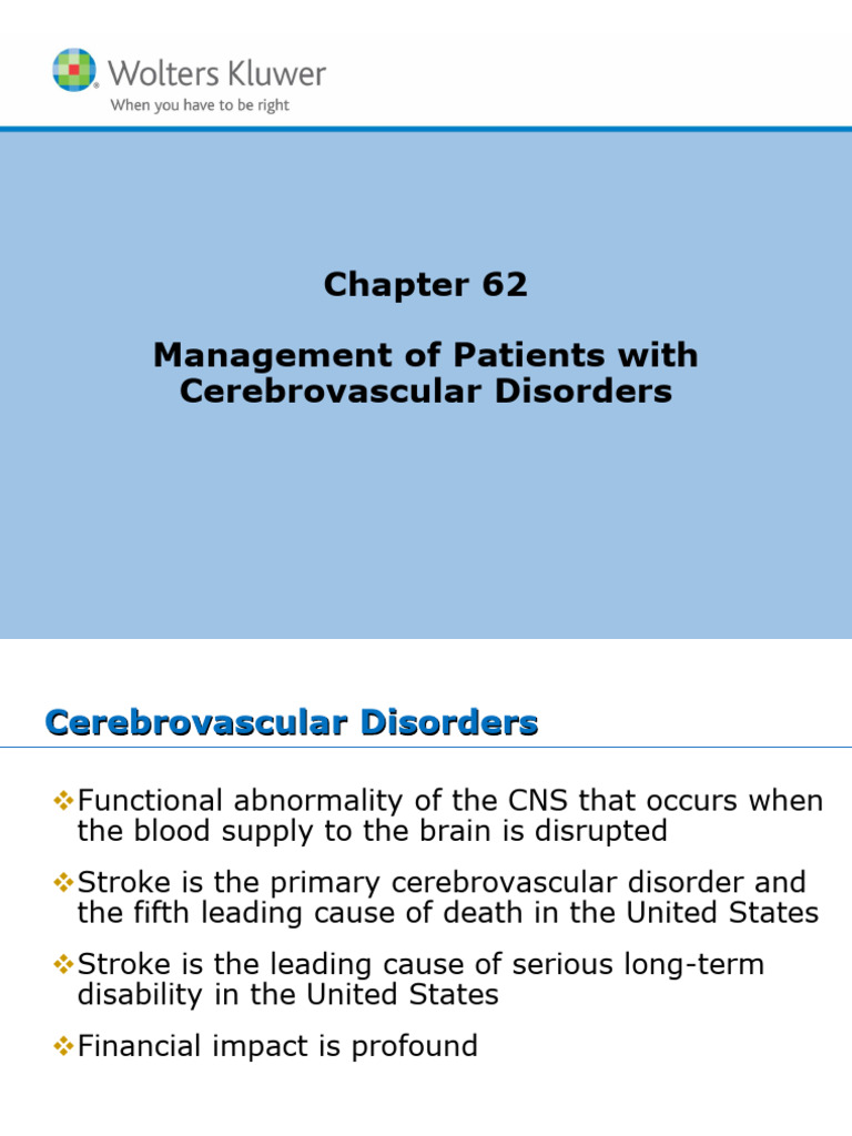 AC - Chapter 62 - Management of Patients With Cerebrovascular Disorders | PDF | Stroke | Thrombosis