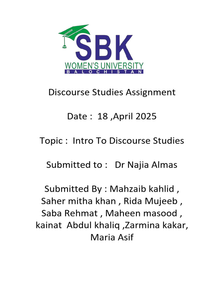 Discourse Assignment(1) | PDF | Discourse | Human Communication