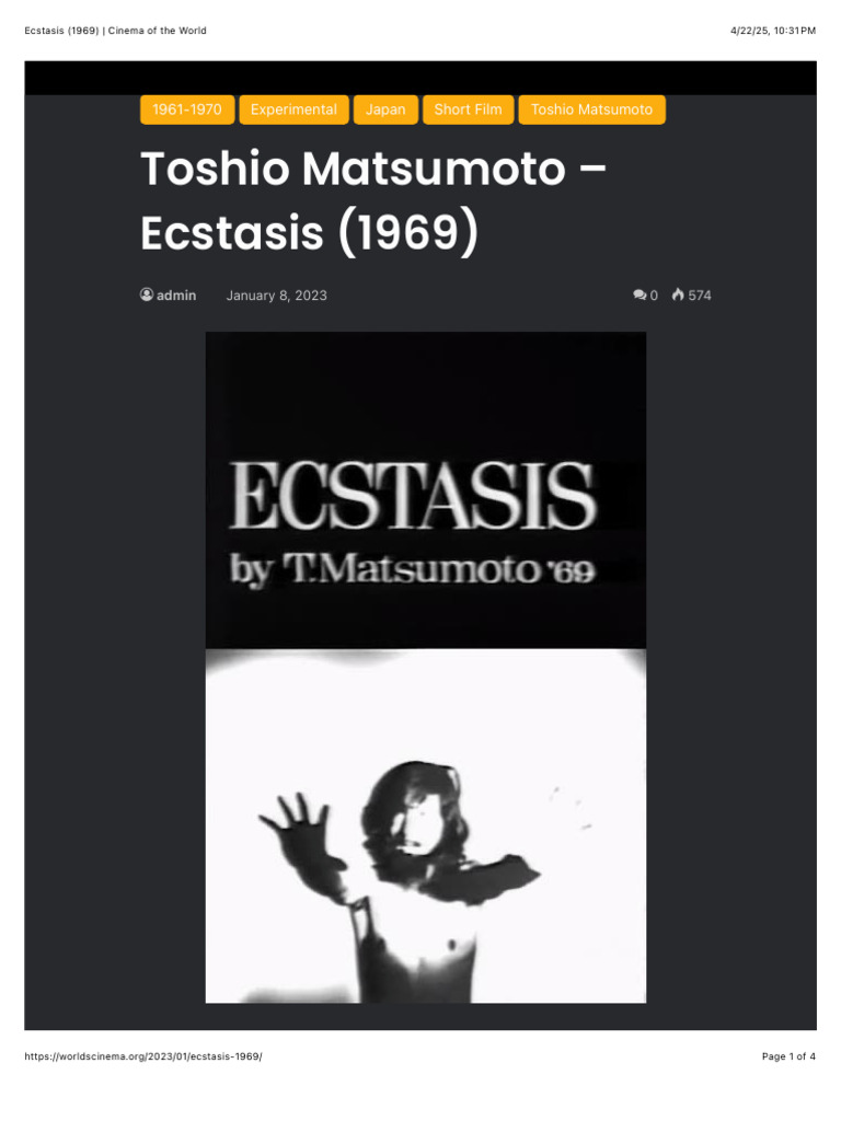 Ecstasis (Toshio Matsumoto, 1969) | PDF