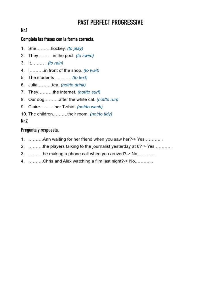 Past Perfect Progressive | PDF