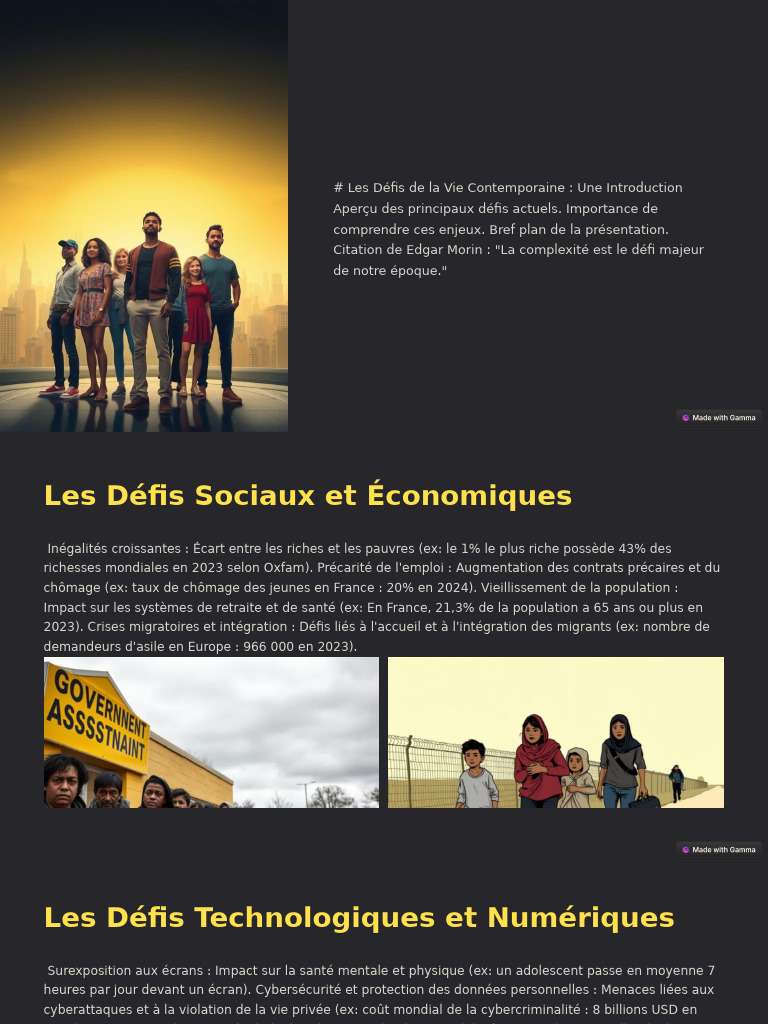 Défis de la Vie Contemporaine | PDF