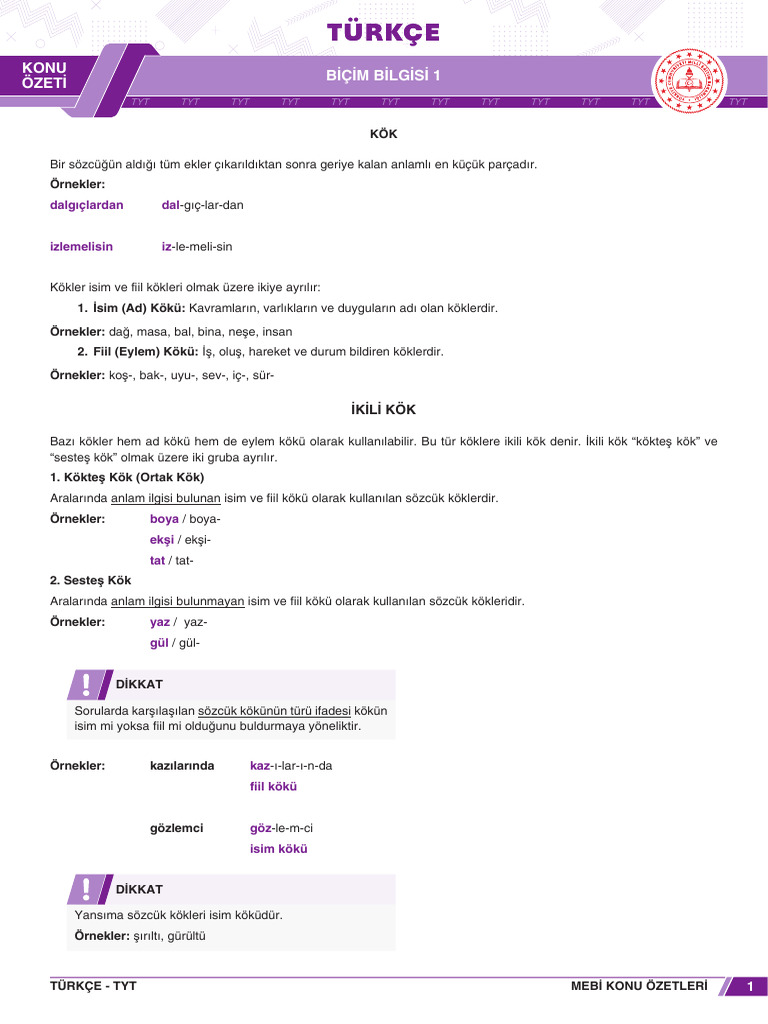 Sözcükte Yapi | PDF