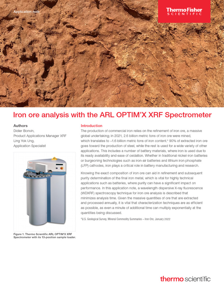 Iron Ore Analysis Arl Optimx Spectrometer An41736 en | PDF | Oxide | Iron