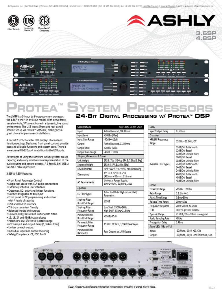 Protea System Processors | PDF | Equalization (Audio) | Electronics