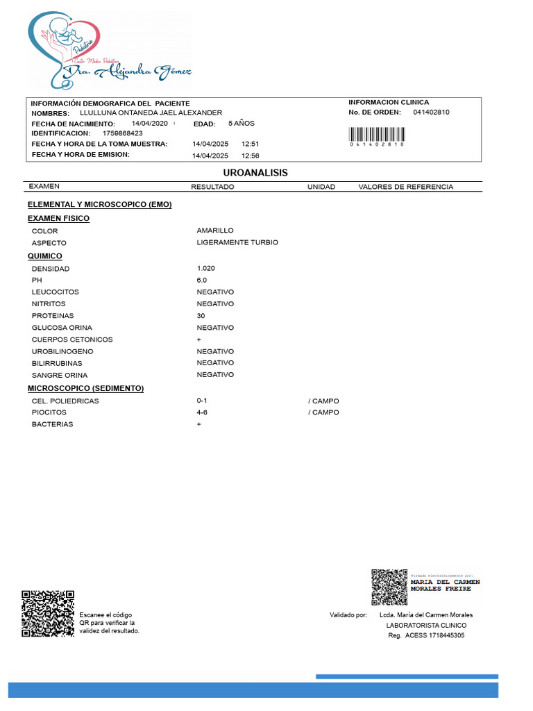 Resultados de Análisis Clínicos en Niños | PDF | Urología | Sistema ...