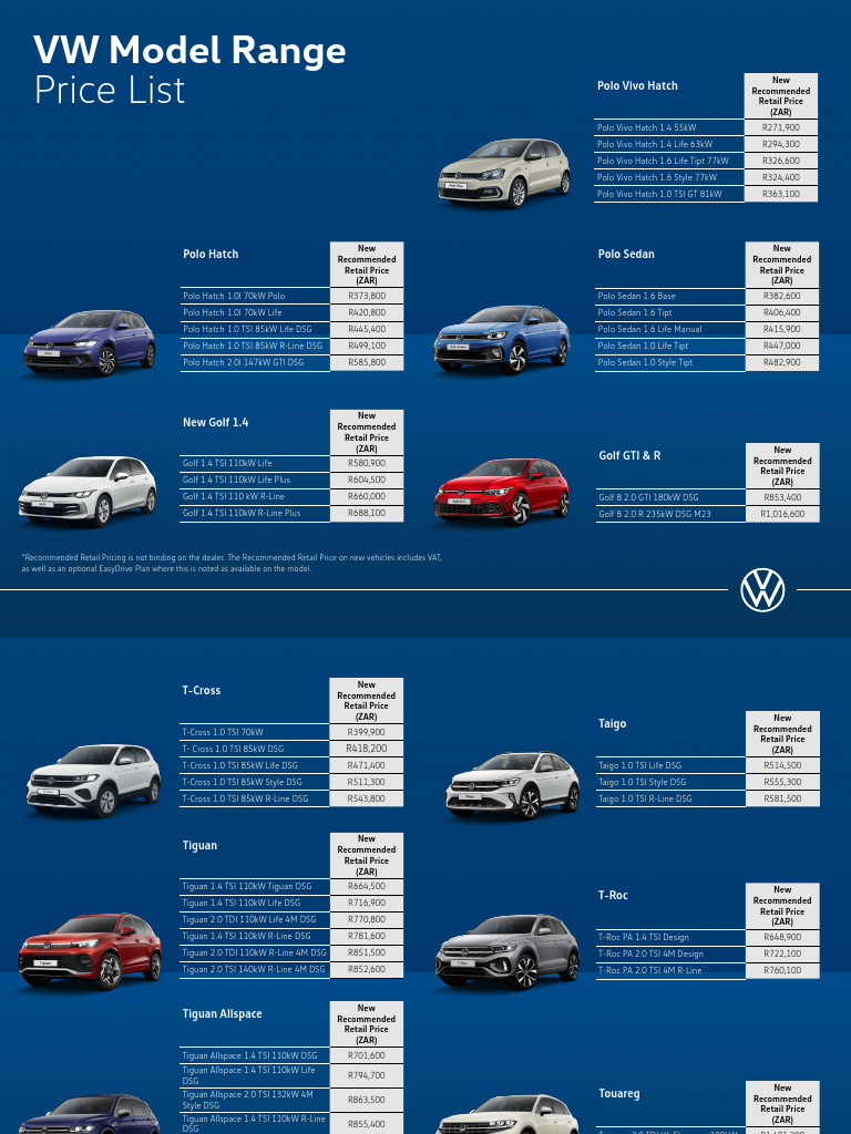 2025 VW Price List Brochure | PDF | Off Road Vehicles | Motor Vehicle ...